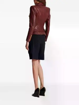 Balmain Six-button Lambskin Leather Blazer