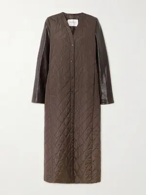Max Mara Berta Leather-trimmed Quilted Shell Coat