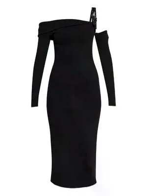 Versace Buckle-detail Midi Dress - Black