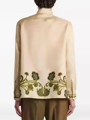 Etro Silk Shirt With Placed Print - Neutrals