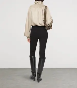 Burberry Stretch Cotton Jodhpurs With Herringbone Detail - Black