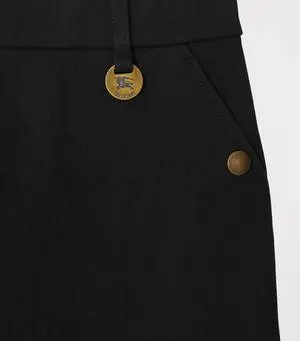 Burberry Stretch Cotton Jodhpurs With Herringbone Detail - Black