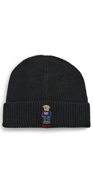 Ralph Lauren Flag Bear Beanie - Polo Black
