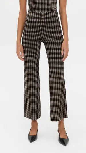 LE BOP Gingham Flare Pants - Chocolate/black