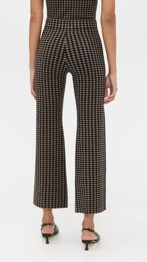 LE BOP Gingham Flare Pants - Chocolate/black