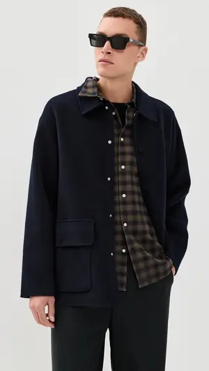 Officine Générale Vasco Double Split Wool Jacket - Dark Navy