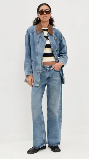 Lioness District Denim Jacket With Corduroy Trim