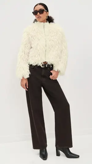 Apparis Lillet Shag Faux Fur Bomber - Ivory
