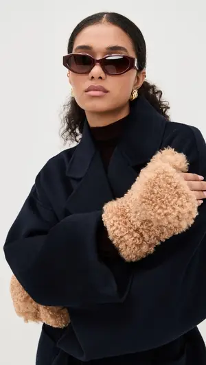 Apparis Coco Bouclette Fingerless Gloves - Camel