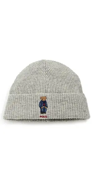 Polo Ralph Lauren Solid Denim Bear Beanie - Andover Heather