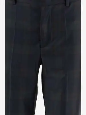 SA SU PHI Angela Tartan Wool Pants With Turn-up Hem