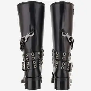 Mach & Mach Leather Combat Boots With Straps And Eyelets