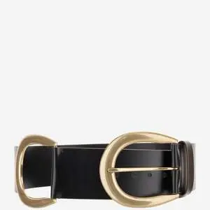 Chloé Anita Leather And Brass Belt - Black