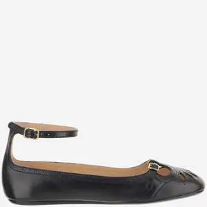 Chloé Mixed Leather Ballerina Flats - Black