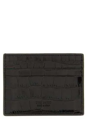 TOM FORD Crocodile Leather Card Holder - Brown