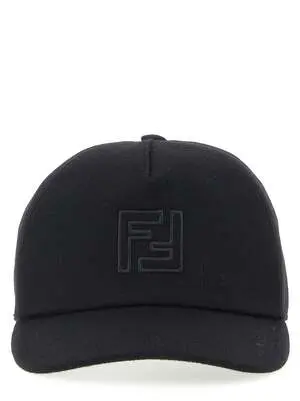 Fendi Wool And Cashmere Hat With Ff Embroidery - Black