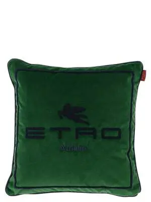 Etro Spunga Logo Cushion - Green