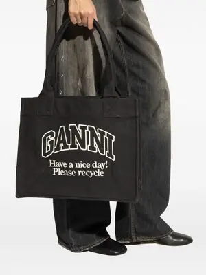 GANNI Recycled Cotton Large Tote Bag - Grey