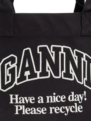 GANNI Recycled Cotton Large Tote Bag - Grey