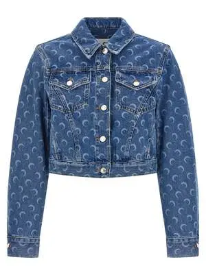 MARINE SERRE Moon Print Denim Jacket - Light Blue