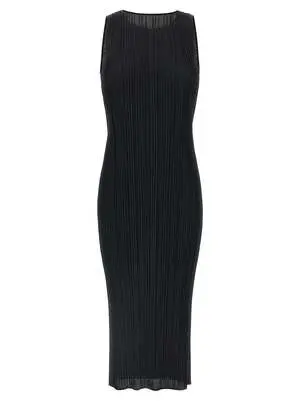 Issey Miyake Pleated Sleeveless Midi Dress