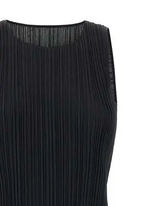 Issey Miyake Pleated Sleeveless Midi Dress