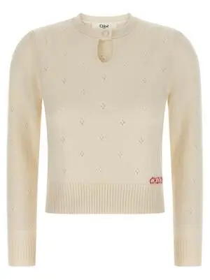 Chloé Jacquard Logo Sweater - White