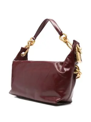 Balmain Sync Medium Leather Shoulder Bag - Bordeaux