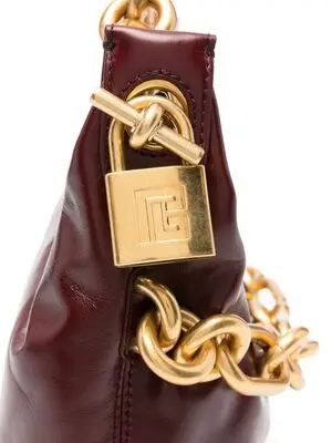 Balmain Sync Medium Leather Shoulder Bag - Bordeaux