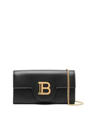 Balmain B Buzz Leather Wallet On Chain - Black