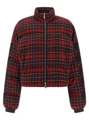 Off White Off-white Check Flan Arrow Spray Down Jacket - Bordeaux