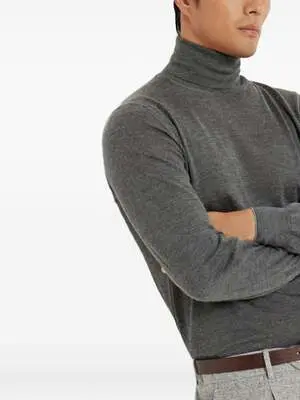 Brunello Cucinelli Cashmere Blend Turtleneck Sweater - Grey