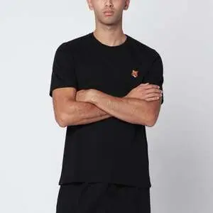 Maison Kitsuné Regular T Shirt With Logo Patch - Black
