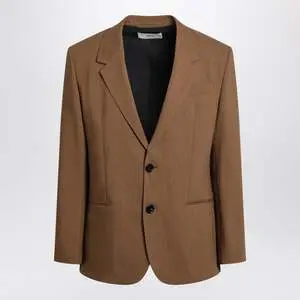 Ami Hazelnut Single Breasted Wool Jacket