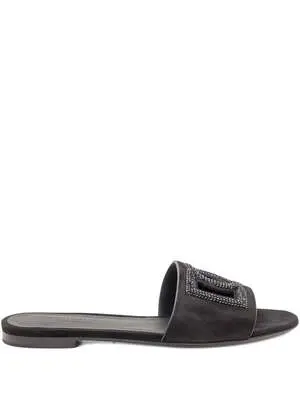 Dolce & Gabbana Suede Dg Logo Embellished Flats