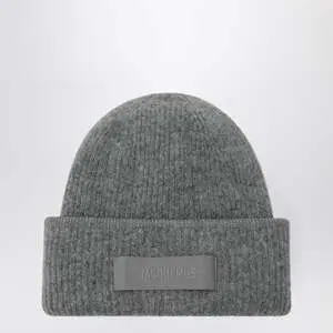 Jacquemus Ribbed Wool Blend Beanie - Grey
