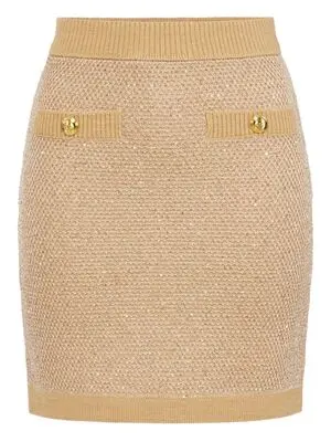 Elisabetta Franchi Wool Knitted Skirt - Beige