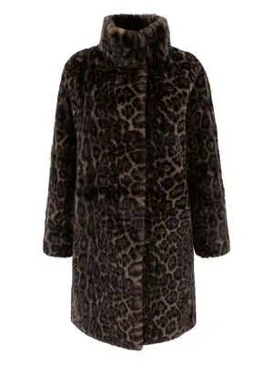 Apparis Blair Leopard Print Coat - Brown
