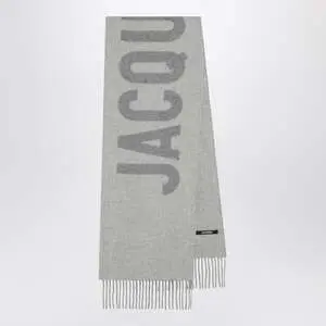 Jacquemus Wool Scarf With Logo - Grey