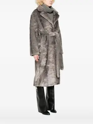 THELAURENT Belted Faux Fur Coat
