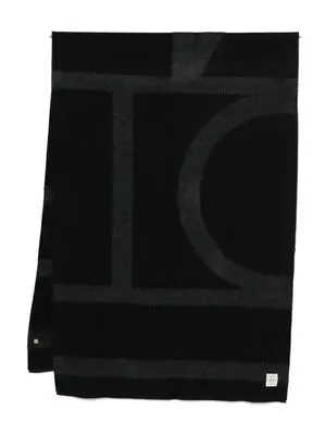 TOTÊME Wool Monogram Scarf - Black