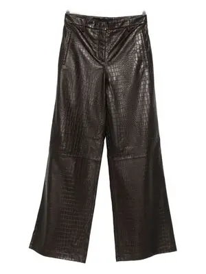 ENES Crocodile Effect Leather Trousers