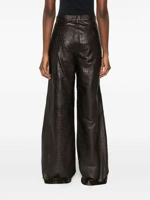 ENES Crocodile Effect Leather Trousers