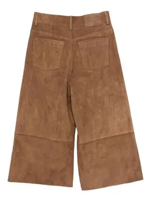 AMI Paris Wide Leg Suede Trousers - Brown