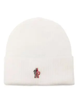 Moncler Logo Wool Beanie - White
