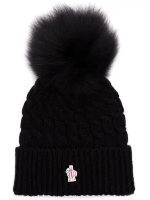 Moncler Logo Wool Beanie - Black
