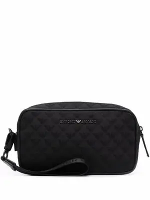Emporio Armani Allover Logo Wash Bag - Black