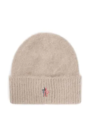 Moncler Logo Wool Beanie - Powder