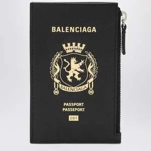 Balenciaga Leather Passport Holder And Wallet - Black