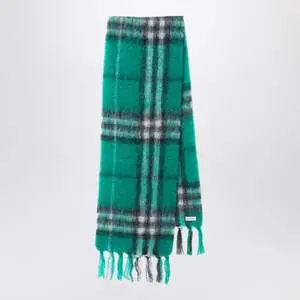 Burberry Check Wool And Mohair Scarf - Green